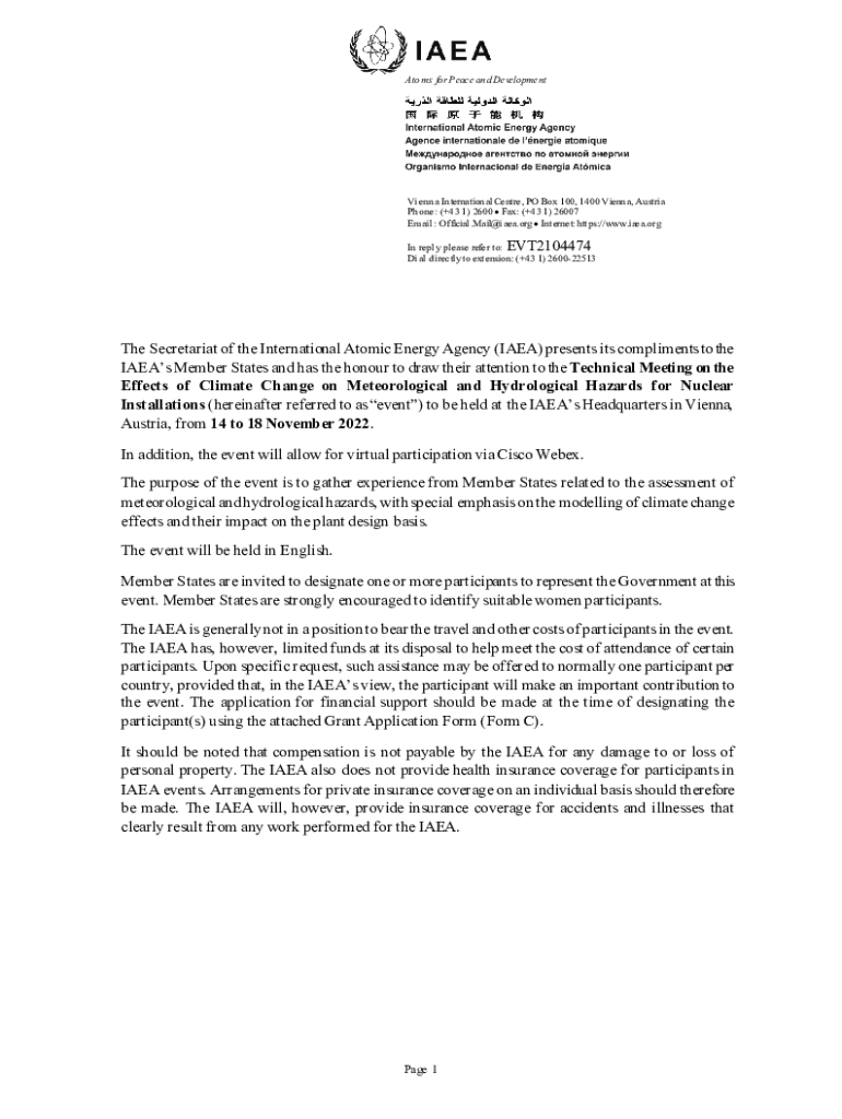 Fillable Online Internet: https://www.iaea.org EVT2102798 - Portal GOV.SI Fax Email Print ...