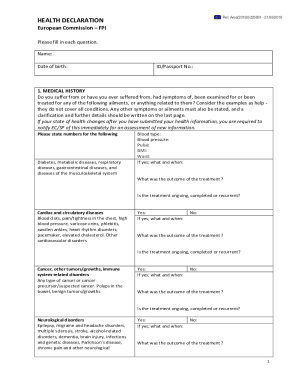 Fillable Online HEALTH DECLARATION Fax Email Print - pdfFiller
