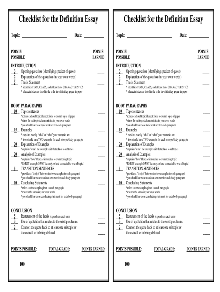 Fillable Online writersperhour.comblogcomplete-essay-checklistThe ...