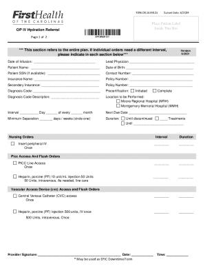 Fillable Online OP IV Hydration Referral. Template Fax Email Print ...