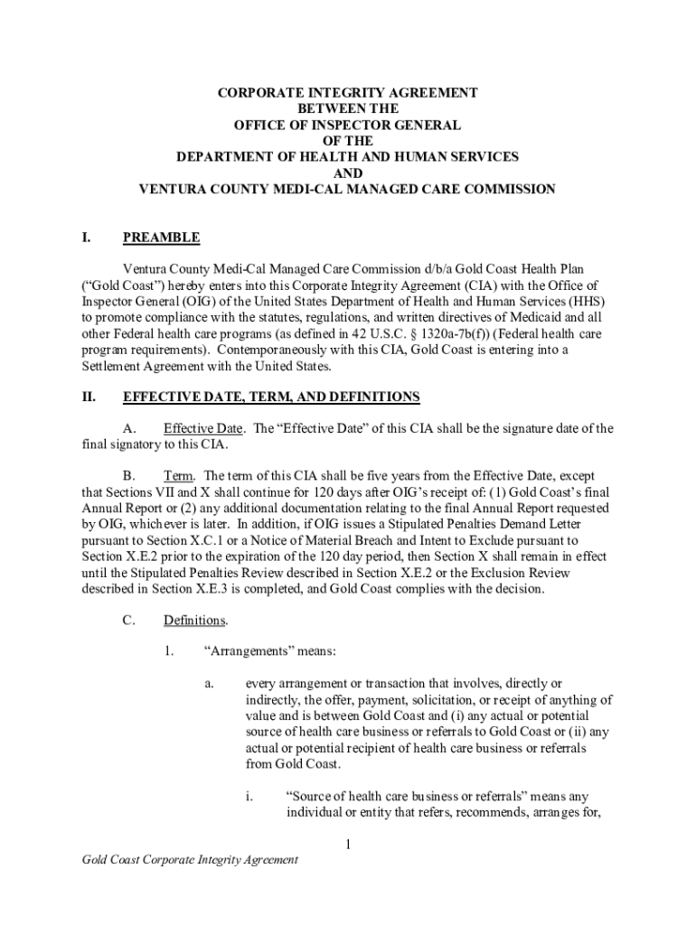 Fillable Online oig hhs VENTURA COUNTY MEDI-CAL MANAGED CARE COMMISSION ...