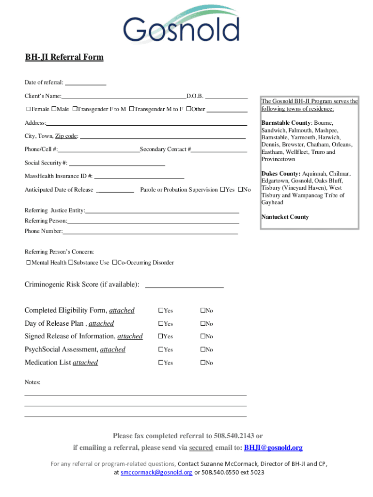 Fillable Online www.pdffiller.com564663807--BH-JI-Referral-FormFillable Online BH JI Referral ...