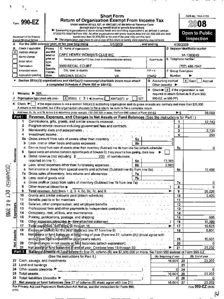 Fillable Online www.irva.orgdocspublicShort Form Return of Organization ...