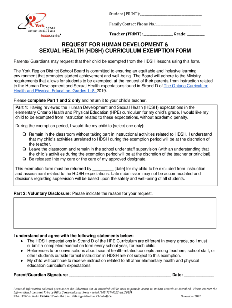 Fillable Online REQUEST FOR HUMAN DEVELOPMENT & SEXUAL HEALTH (HDSH ...
