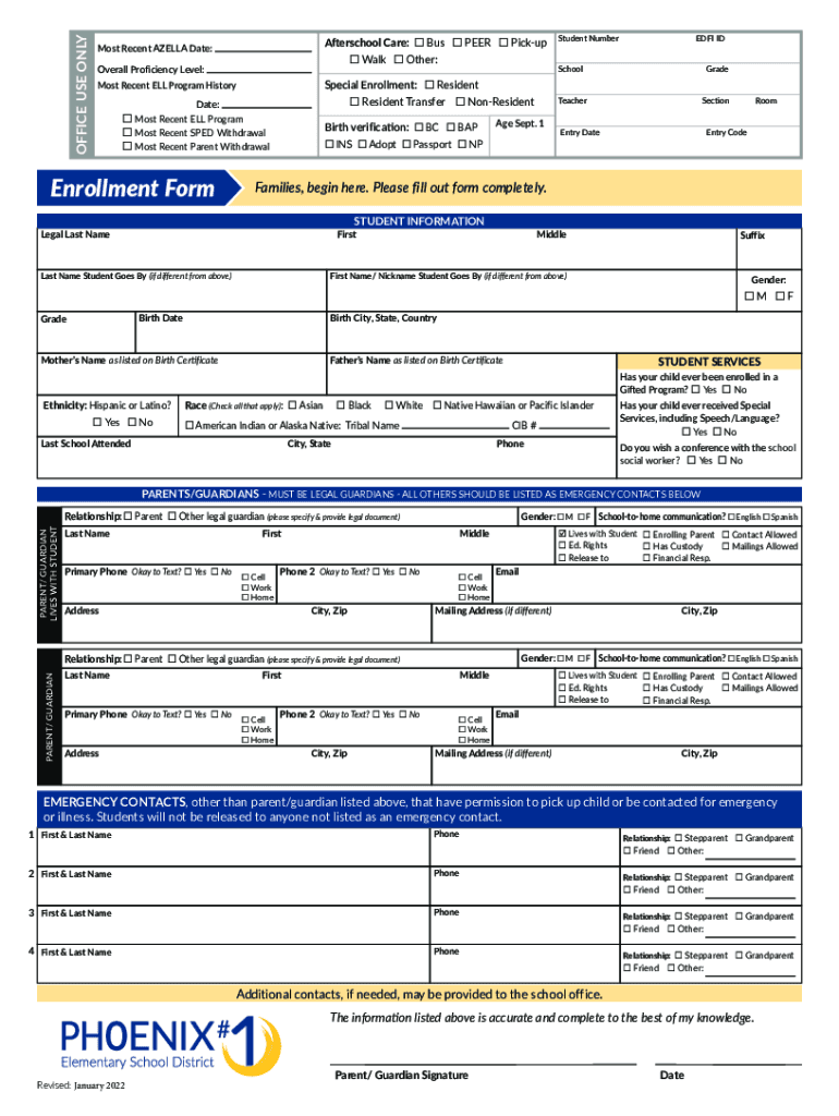 Fillable Online Enrollment Form Families, begin here. Please fill out form completely. Fax Email ...