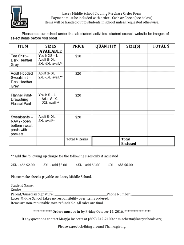 Fillable Online www.laceyschools.orgsitedefaultLacey Middle School ...