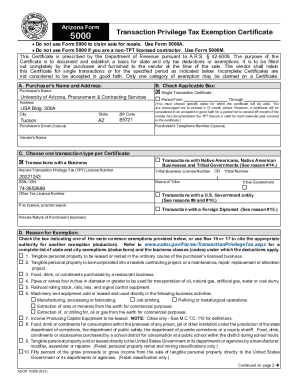 Fillable Online financialservices.arizona.edu sites defaultForm 5000 ...
