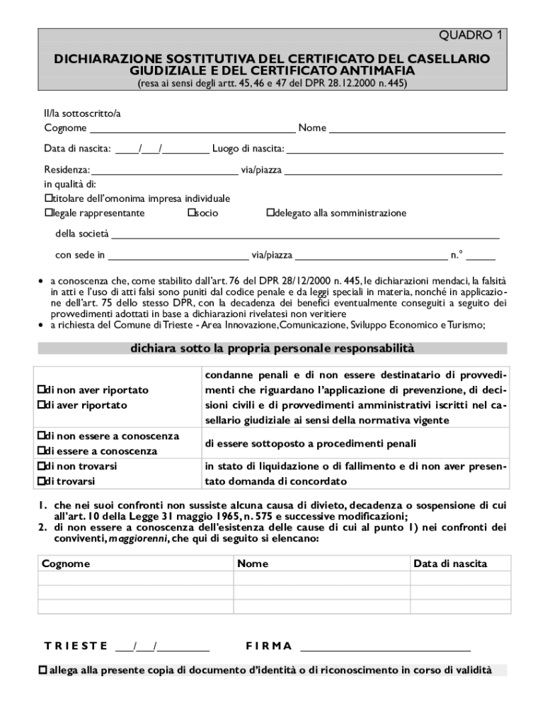Fillable Online Art. 46 (R) Dichiarazioni sostitutive di certificazioni ...
