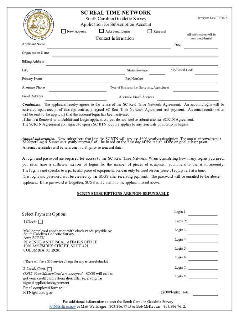 Fillable Online rfa.sc.govsitesdefaultSC REAL TIME NETWORK South ...