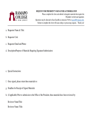 Fillable Online Request for Presidential Authorization Form (pdf) Fax ...