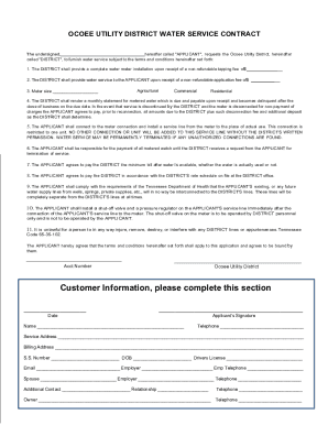 Fillable Online OCOEE UTILITY DISTRICT WATER SERVICE CONTRACT Fax Email Print - pdfFiller