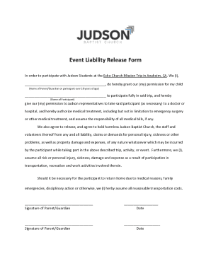 Fillable Online Event Liability Release Form Fax Email Print - pdfFiller