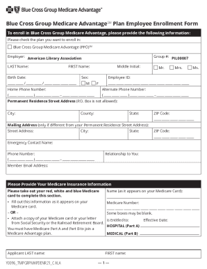 Fillable Online Blue Cross Group Medicare Advantage enrollment form ...