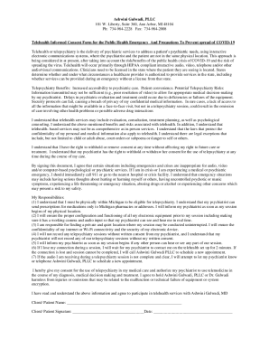 Fillable Online Sample Telehealth Consent Form - American College of ...