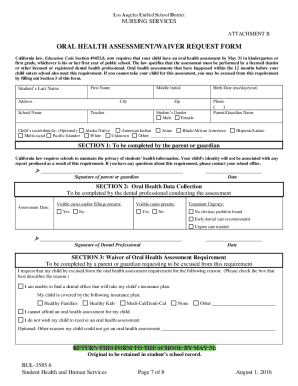 Fillable Online www.compton.k12.ca.us oral-health-assessmentOral Health ...