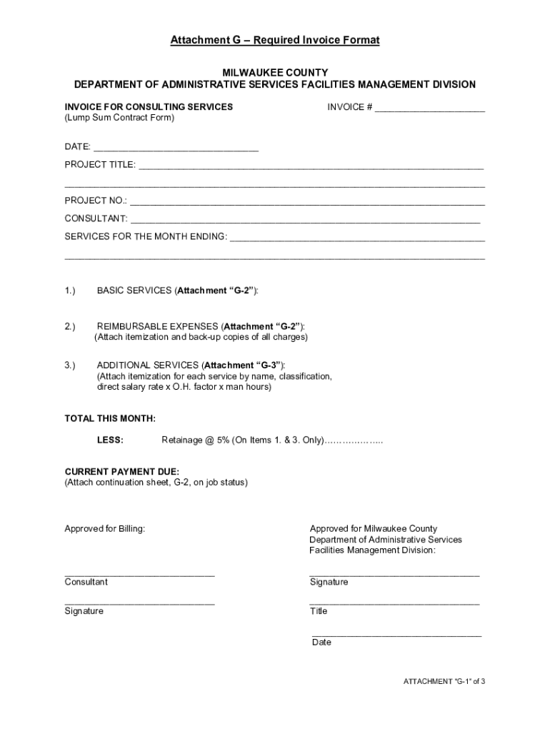 Fillable Online county milwaukee Attachment G Required Invoice Format Fax Email Print - pdfFiller