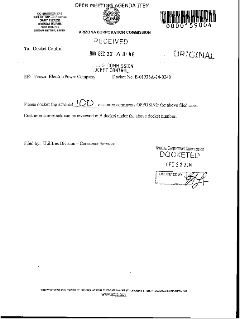 Fillable Online images edocket azcc 3 E c E f v E L) Fax Email Print ...