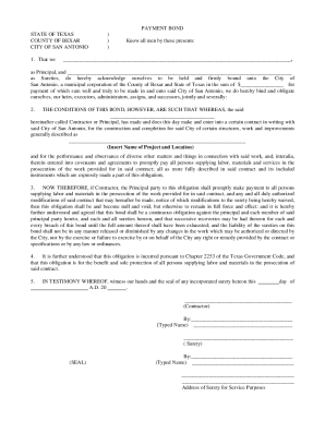 Fillable Online Payment Bond Form Template 3-24-10.doc Fax Email Print ...