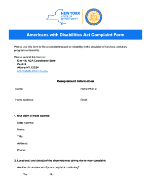 Fillable Online Americans with Disabilities Act Complaint Form Fax ...