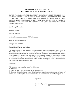 Fillable Online RE10045-Unconditional Waiver and Release Upon Progress ...