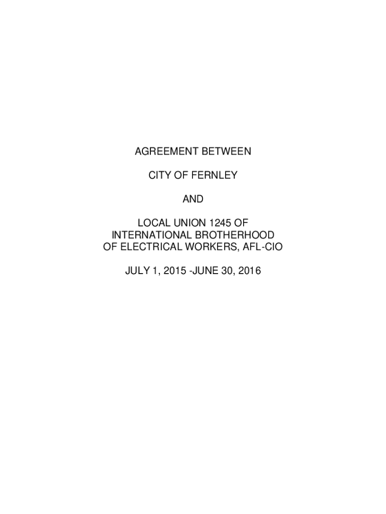 Fillable Online agreement between city of fernley and local union 1245 ...