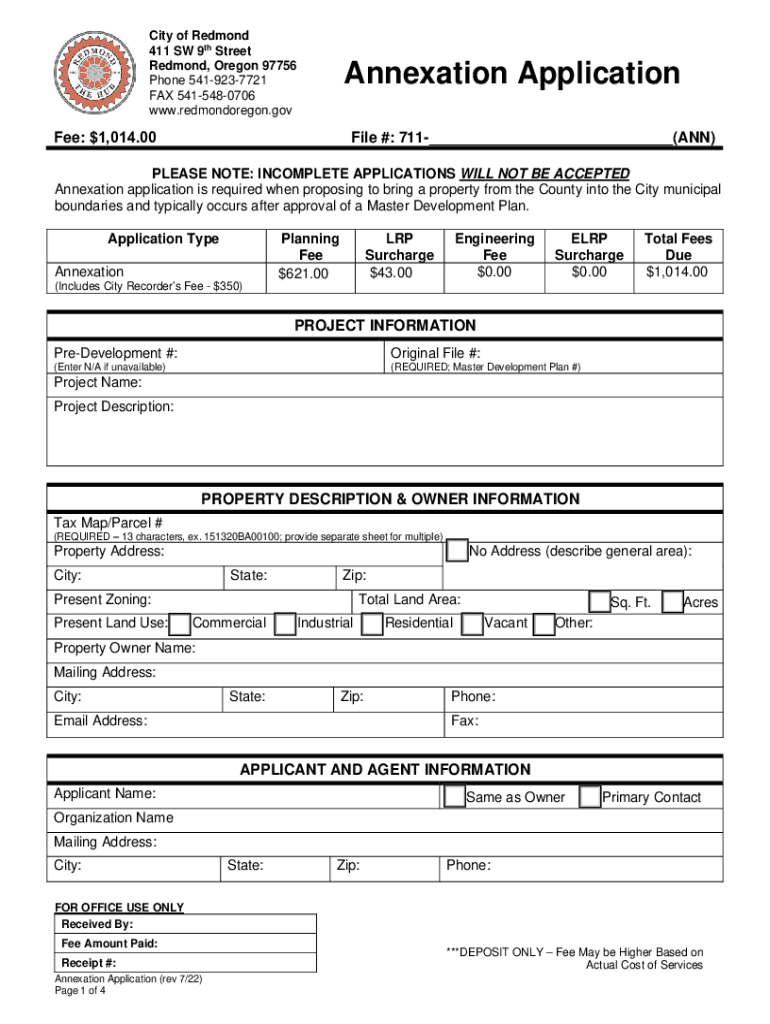 Fillable Online Annexation Application Fax Email Print - pdfFiller