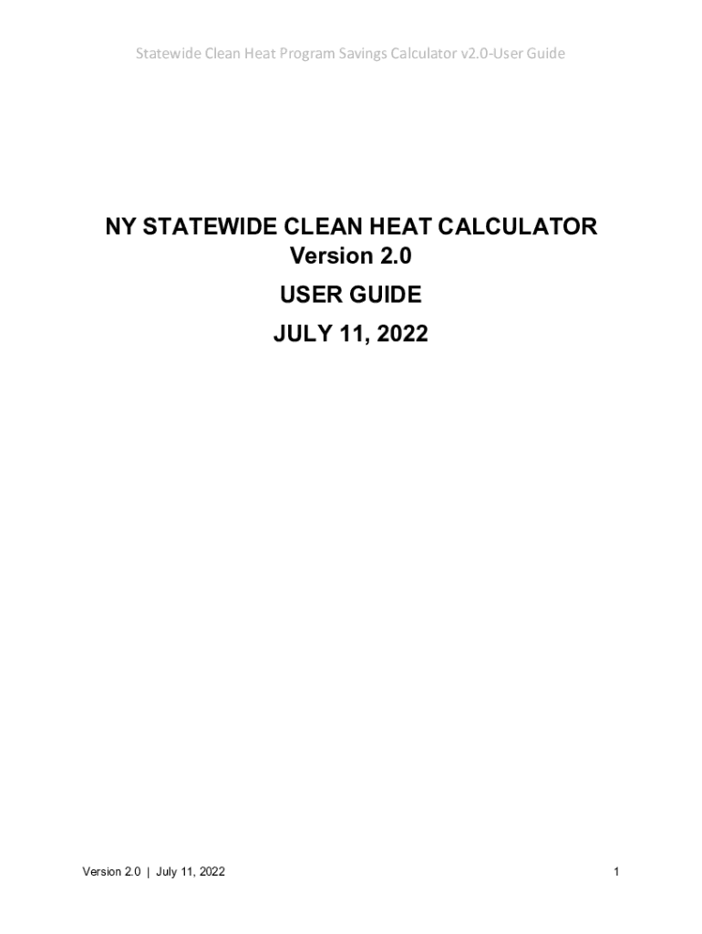 Fillable Online NY STATEWIDE CLEAN HEAT CALCULATOR Version 2.0 User ...