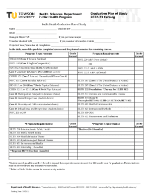 Fillable Online Health Sciences Department Graduation Plan of Study Public Health ... Fax Email ...