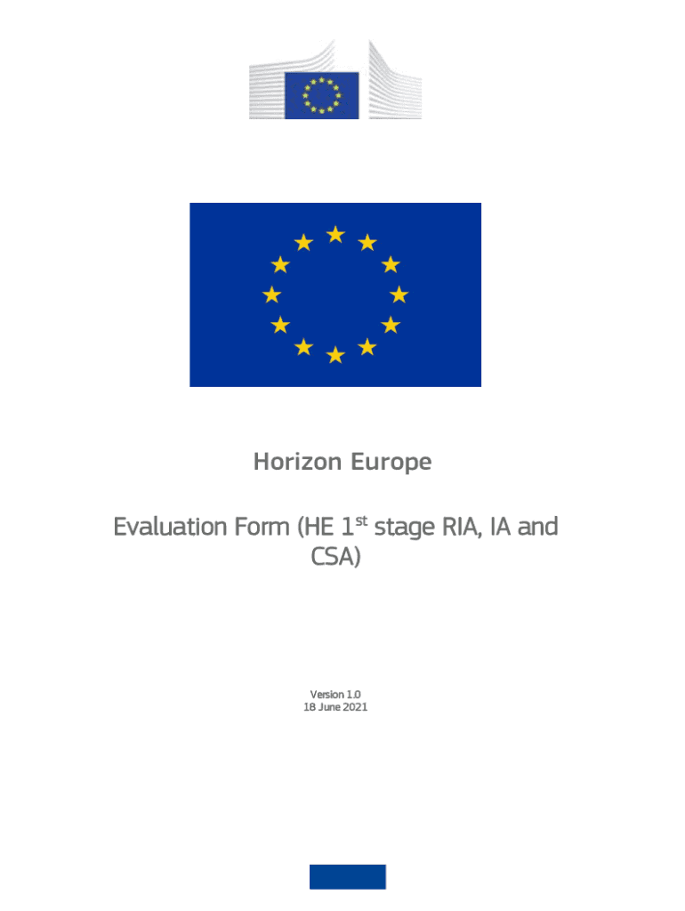 Fillable Online ec europa Horizon Europe Evaluation Form (HE 1st stage RIA, IA and CSA) Fax ...
