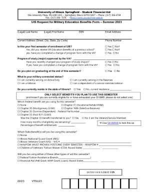 Fillable Online UIS Request for Military Education Benefits Form Fax ...