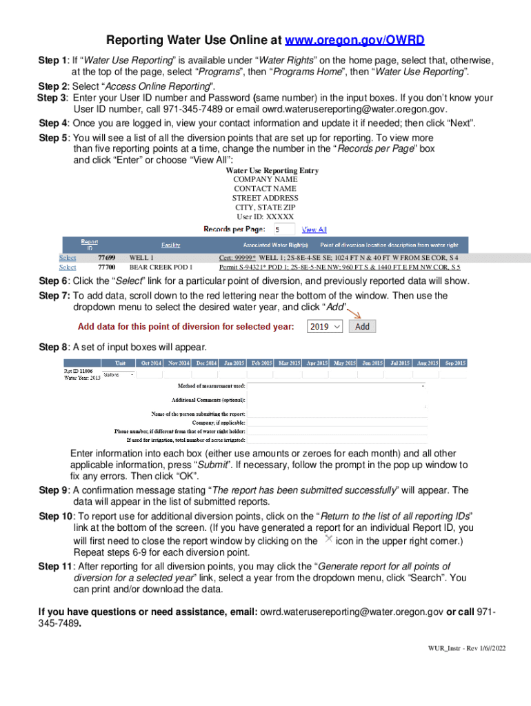 Fillable Online www.oregon.govOWRDprogramsWater Resources Department ...