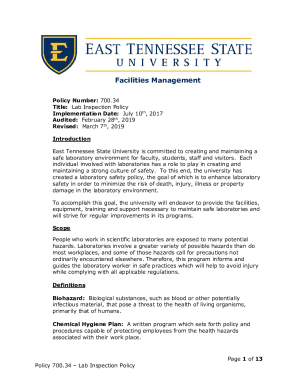 Fillable Online www.etsu.edu documents policy700Facilities Management - East Tennessee State ...