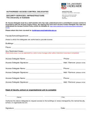 Fillable Online Authorised Access Control Delegates Security Services ...