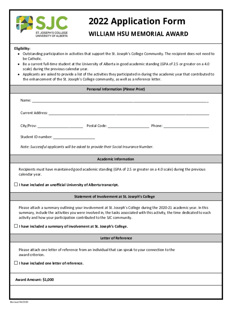 Fillable Online 2022 SPRING APPLICATION-BASED AWARDS (SELF-NOMINATE) Fax Email Print - pdfFiller