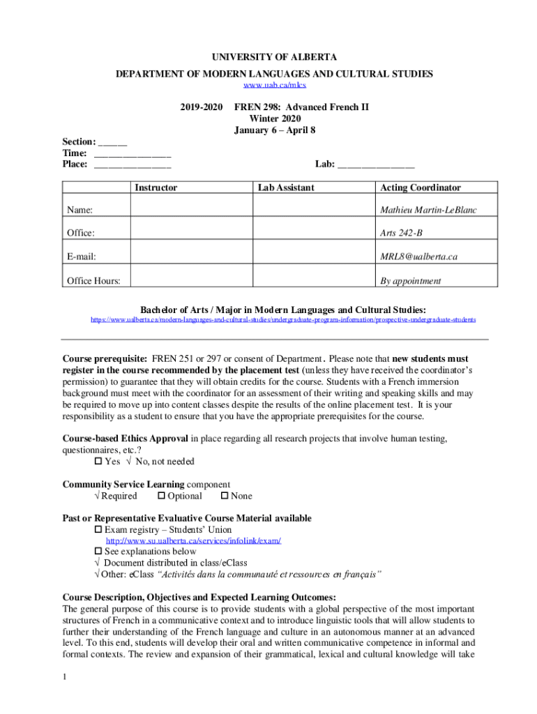 Fillable Online Basic Course Template 2002 - 2003 - University of ...