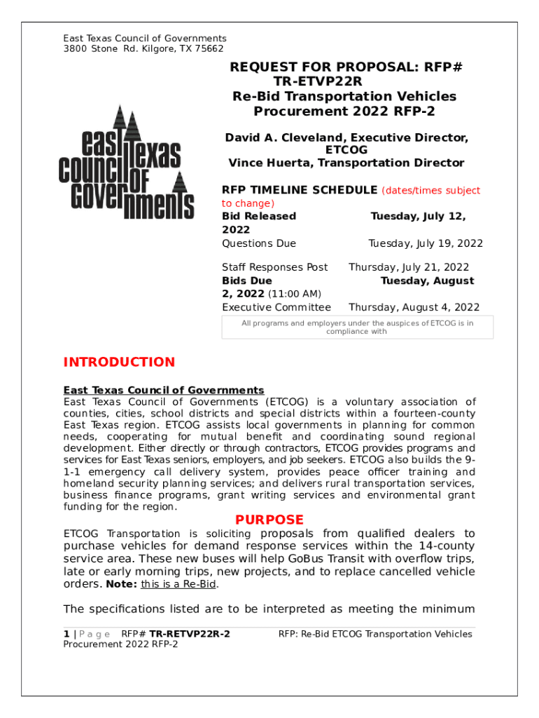 Re-Bid Transportation Vehicles Procurement 2022 RFP-2 Doc Template ...