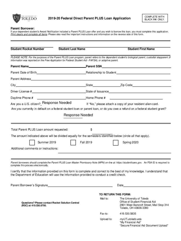 Fillable Online Federal Direct PLUS Loan for Parents 202 -202 Fax Email ...