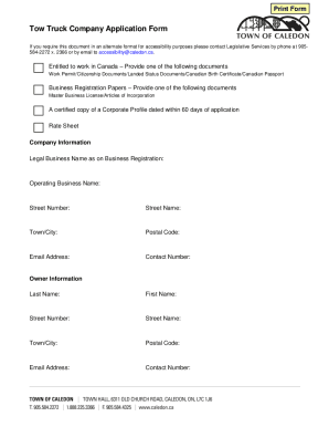 Fillable Online Tow Truck Application Form-Company Fax Email Print - pdfFiller
