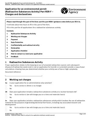 Fillable Online Form EP-RSR. Application for an environmental permit ...
