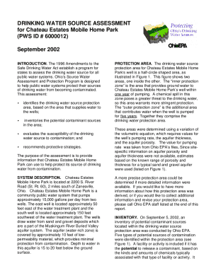 Fillable Online wwwapp epa ohio PDF source water assessment summary ...