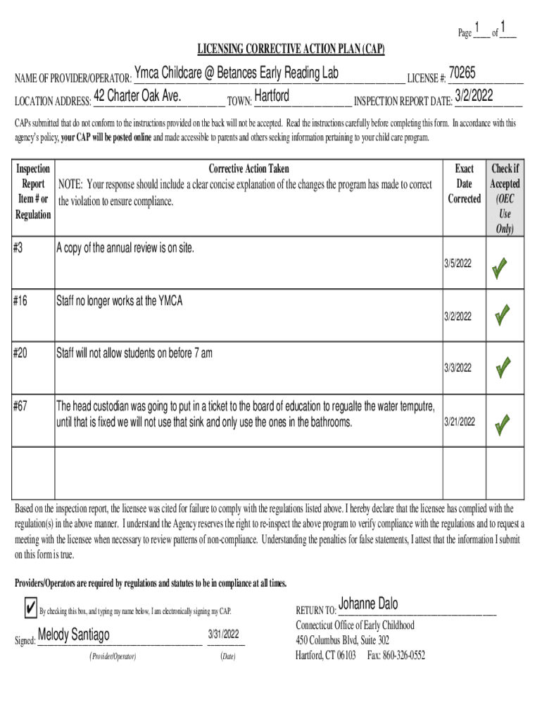 Fillable Online Corrective Action Plan (CAP) Process - Centers for ...
