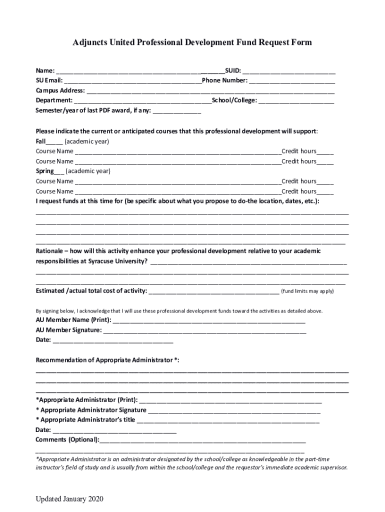 Fillable Online hr.syr.eduAU-PDF-Request-Form-5Adjuncts United ...