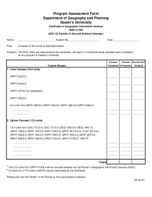 Fillable Online Program Assessment Form Department of Geography and ...