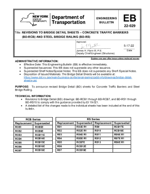 Fillable Online ENGINEERING BULLETIN Title: REVISIONS TO BRIDGE DETAIL ...