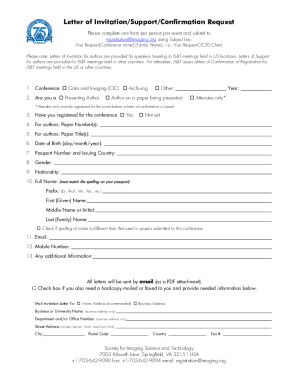 Fillable Online Letter of Invitation/Support/Confirmation Request Fax ...