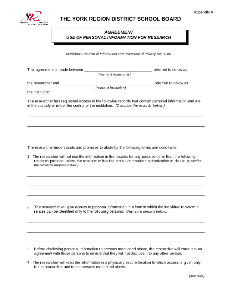 Agreement - Use of personal ination for research purposes Doc Template | pdfFiller