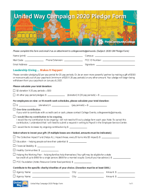 Fillable Online United Way Campaign 2020 Pledge Form Fax Email Print ...