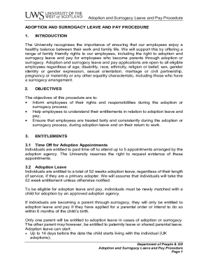 Fillable Online www.uws.ac.ukmedia4415Adoption and Surrogacy Leave and Pay Procedure - UWS Fax ...