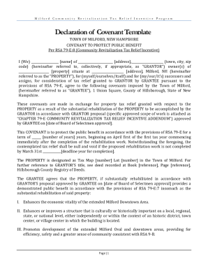 Fillable Online Declaration of Covenant Template - New Hampshire Fax Email Print - pdfFiller