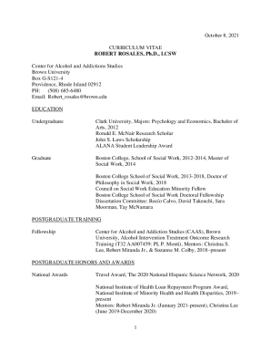 Fillable Online CURRICULUM VITAE ROBERT ROSALES, Ph.D., LCSW - Boston College Fax Email Print ...